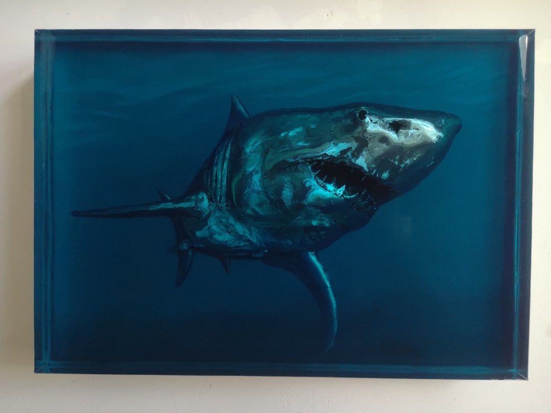 Hunter.modern Wall Bas-relief of a Metal Shark in the Ocean, Made of ...