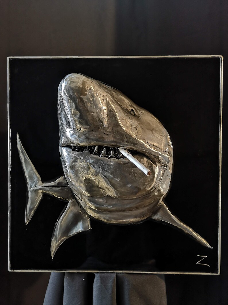 Shark Smile.modern Wall Bas-relief Depicting a Metal Shark in the Ocean ...