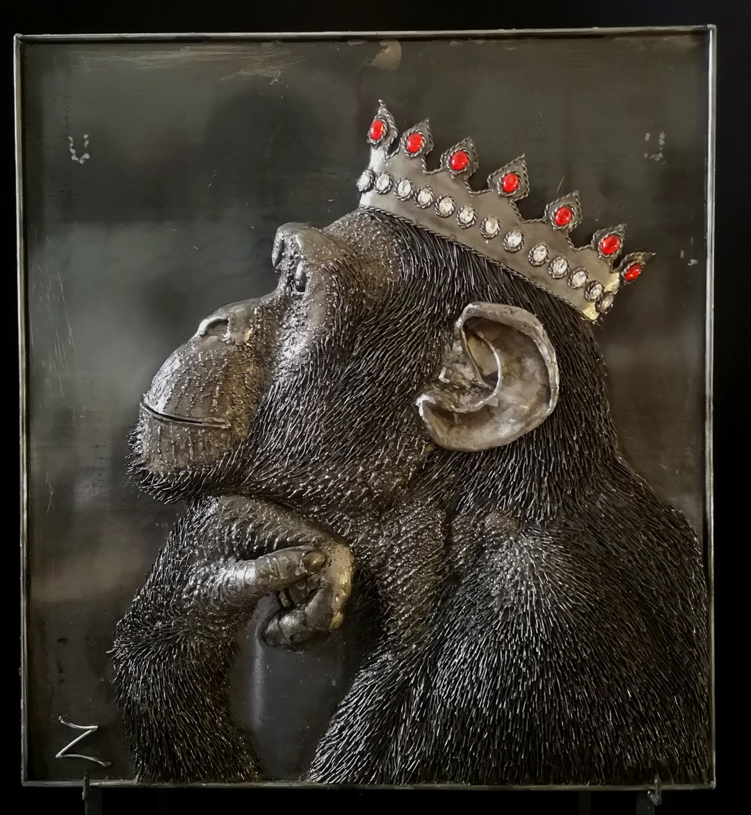 Queen.playful Wall Bas-relief of a Monkey, Made of Metal by Electric ...