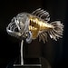GOLD Fish.tabletop Sculpture of a Deep-sea Predatory Fish Made of Metal ...