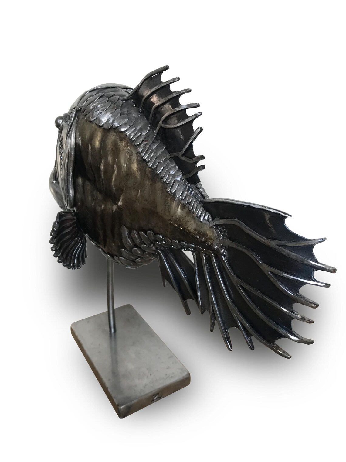 GOLD Fish.tabletop Sculpture of a Deep-sea Predatory Fish Made of Metal ...