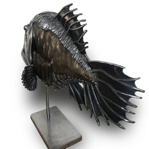 GOLD Fish.tabletop Sculpture of a Deep-sea Predatory Fish Made of Metal ...