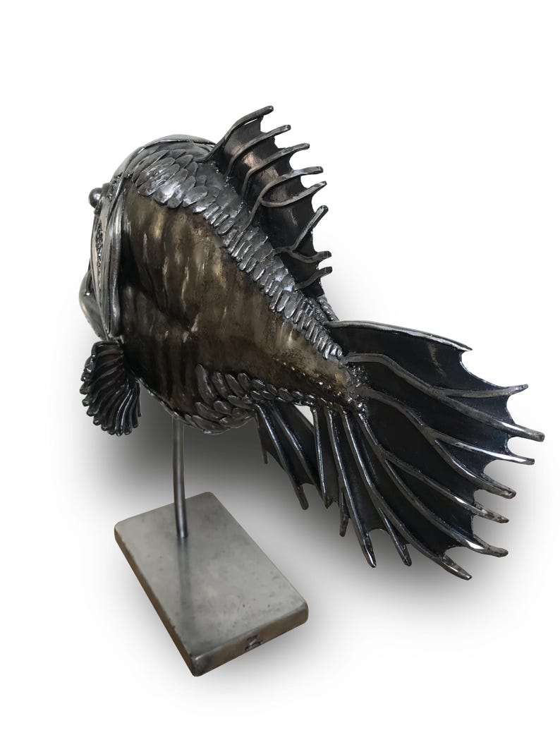 GOLD Fish.tabletop Sculpture of a Deep-sea Predatory Fish Made of Metal ...