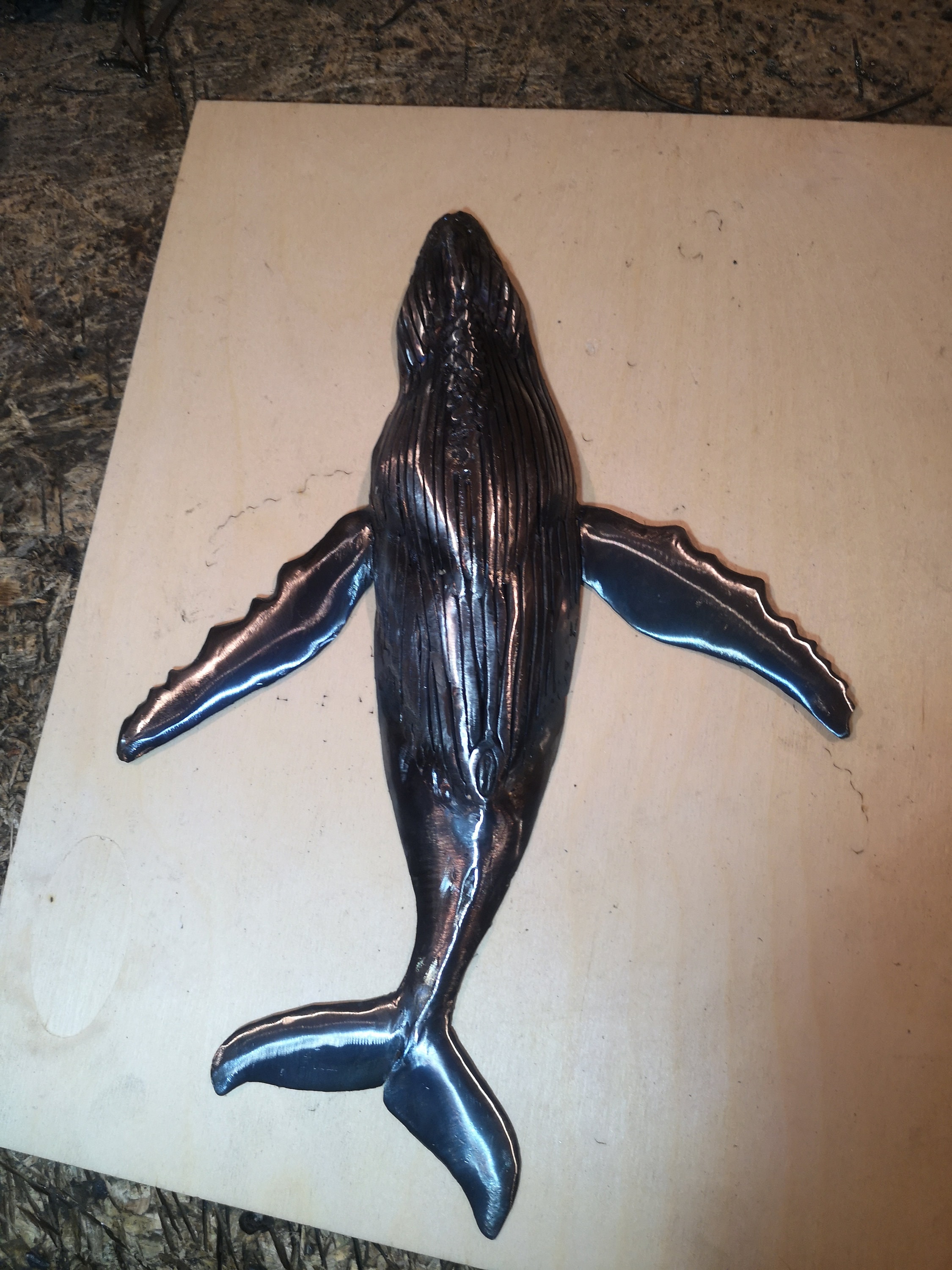 Depth Magic.a Modern Wall Bas-relief of a Metal Whale in the Depths of ...