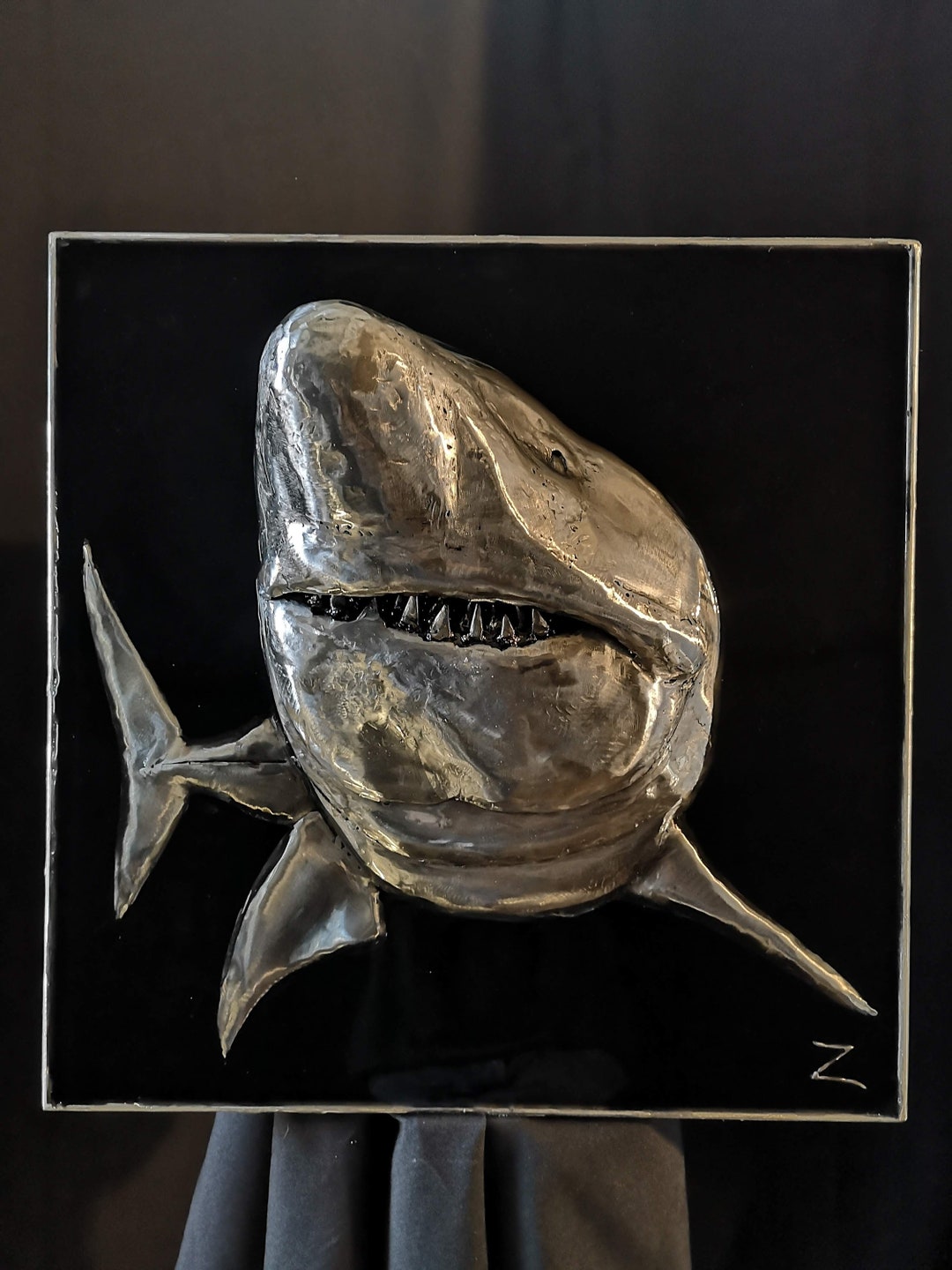 Shark Smile.modern Wall Bas-relief Depicting a Metal Shark in the Ocean ...