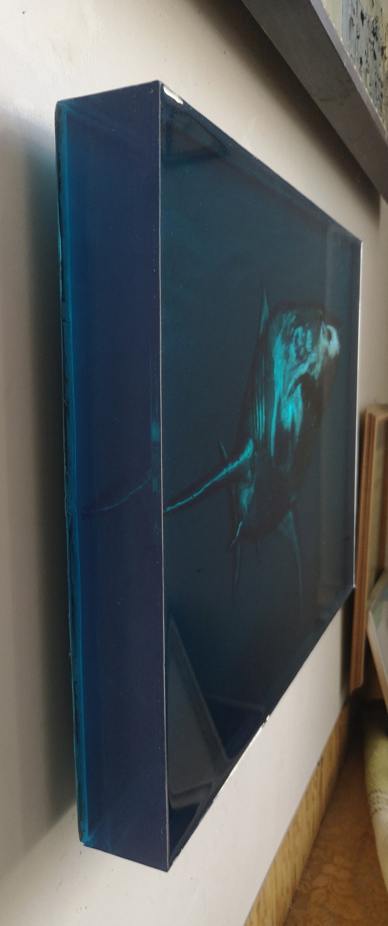 Hunter.modern Wall Bas-relief of a Metal Shark in the Ocean, Made of ...