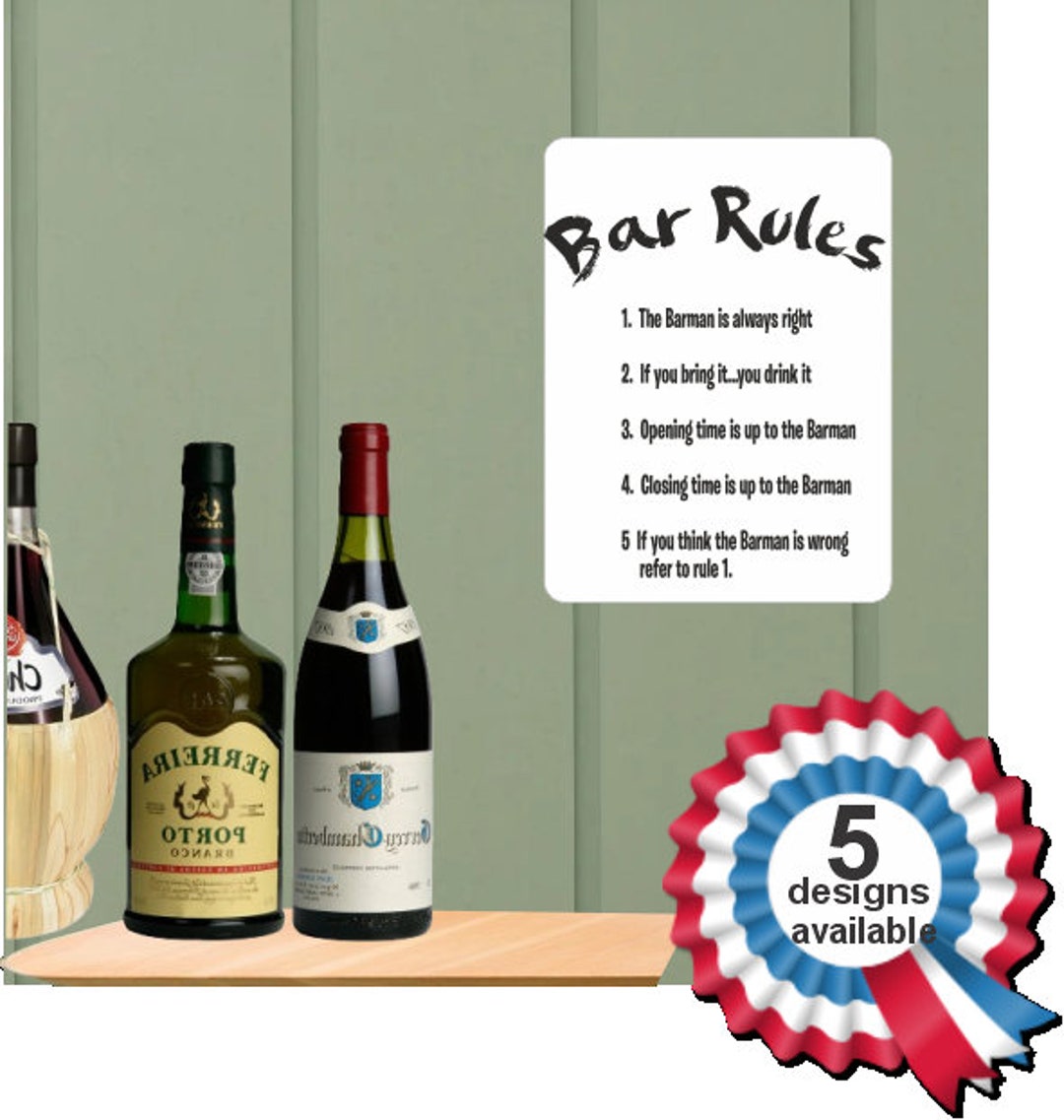 Bar Sign Bar Rules Lifestyle Sign Fun Home Bar Sign Retro Sign - Etsy UK