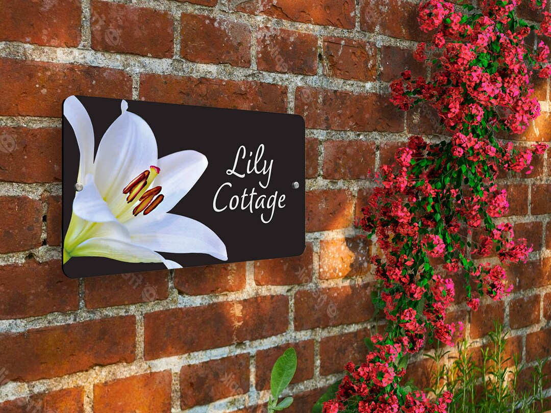 House Sign With Lily Modern Full Colour Acrylic Plaque Floral - Etsy