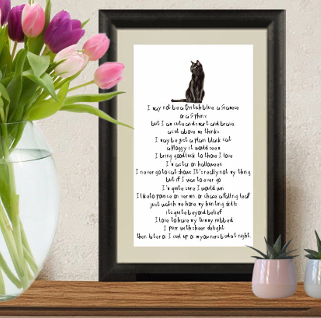Black Cat Framed Print Doggerel Cat Image and Poem - Etsy UK