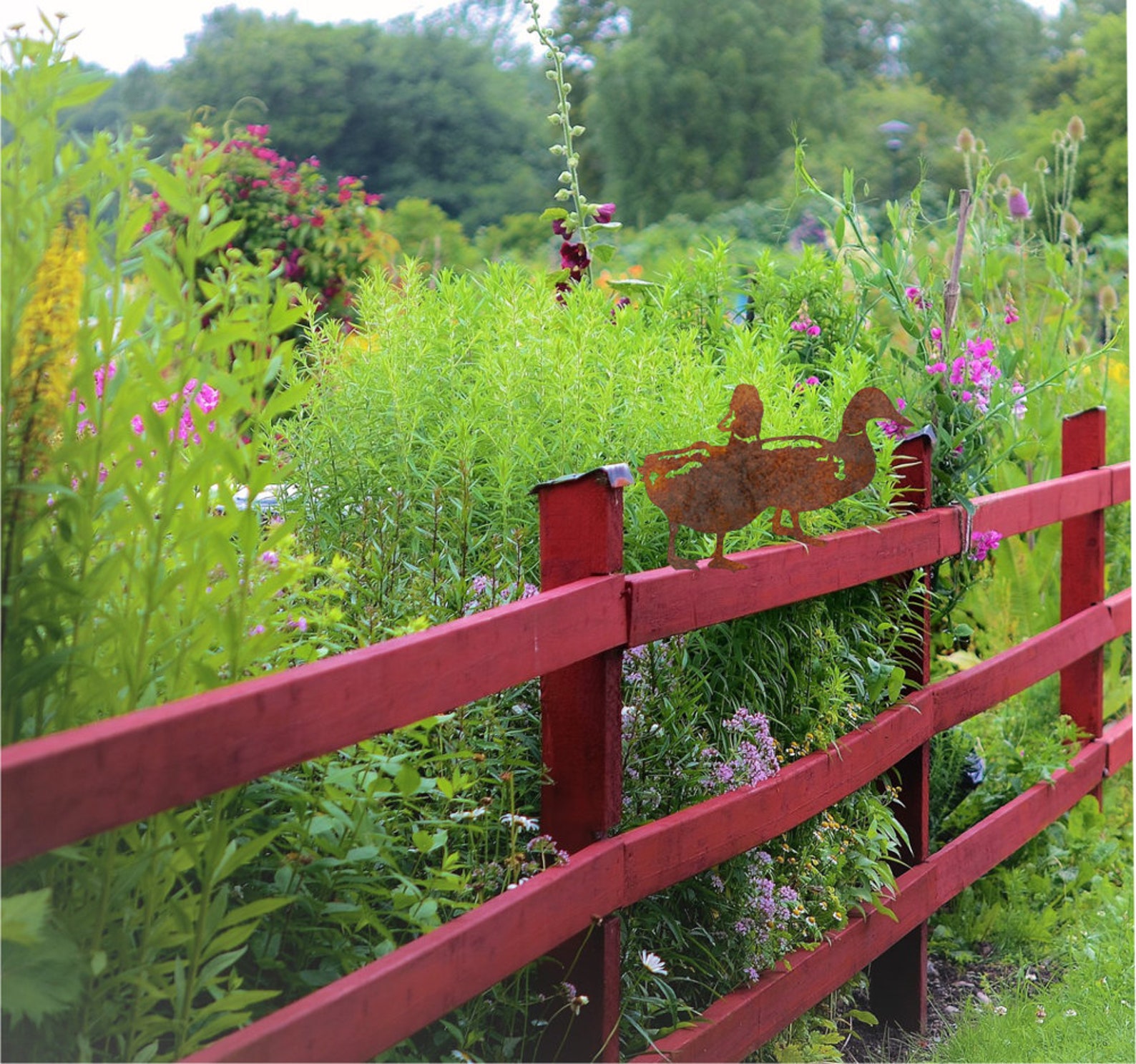 Fence Topper Mallard Ducks Decorative Garden Ornaments Post | Etsy
