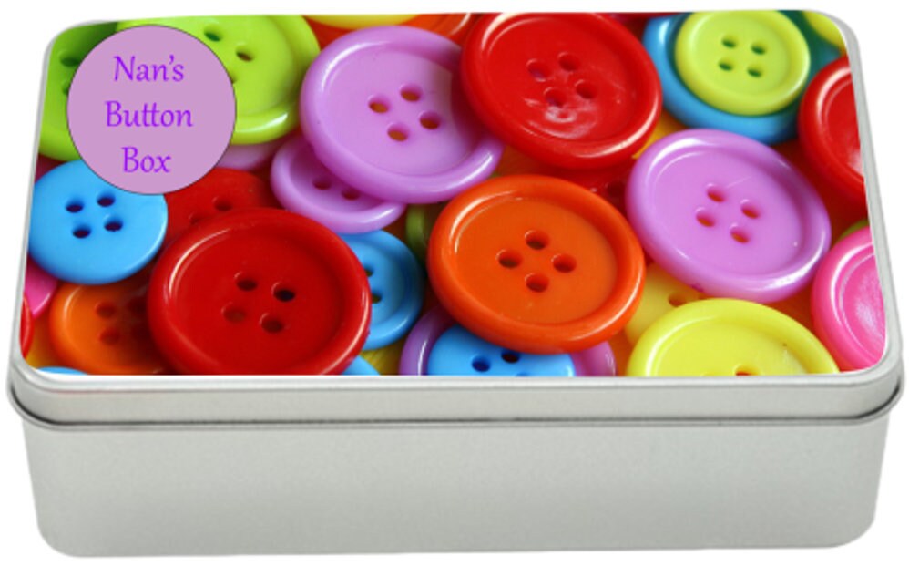Button box Button tin storage tin personalised tin | Etsy