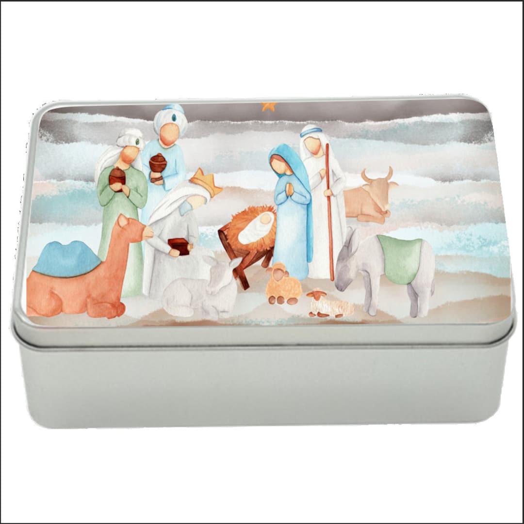 Christmas Nativity Tin Storage Memory Box, Keepsakes Tin - Etsy