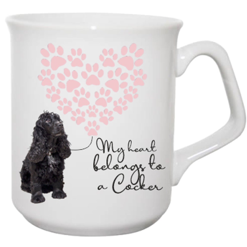 Cocker Spaniel Mug My heart belongs Black Cocker | Etsy