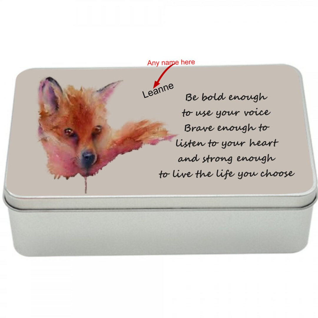 Fox Tin Inspirational Words Tin Storage Fox Tin Anniversary - Etsy