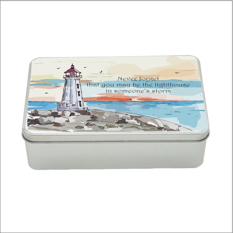 Lighthouse Themed Storage Tin - Etsy