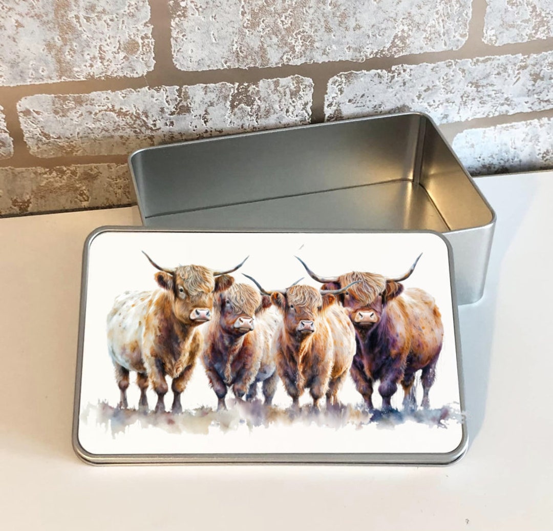 Highland Cows Storage Tin Gift Idea Memory Box Keepsakes Tin Treat Tin ...