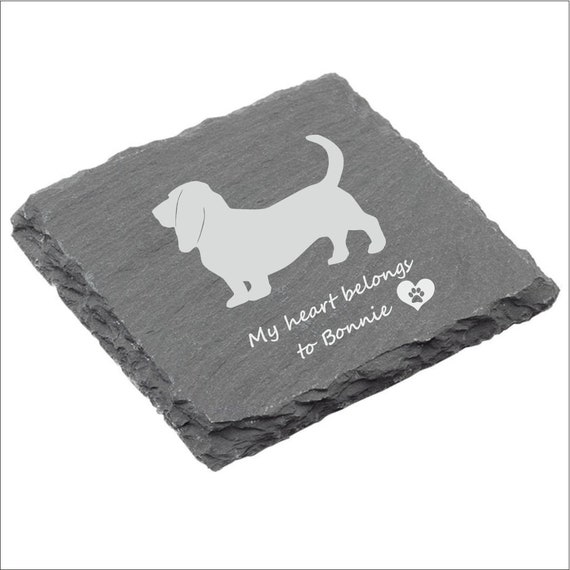 Basset Hound Slate Coaster Personalised Gift Item - Etsy