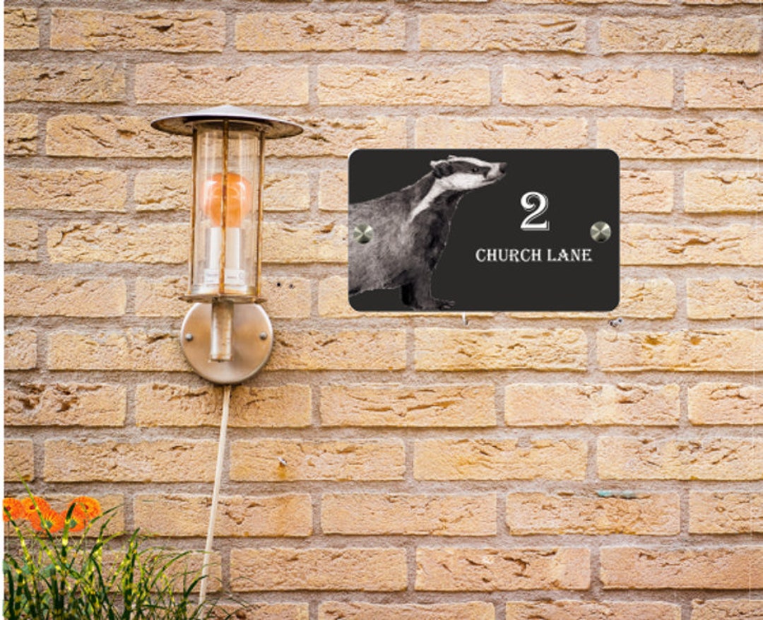House Sign With Badger Modern Full Colour Acrylic Plaque - Etsy