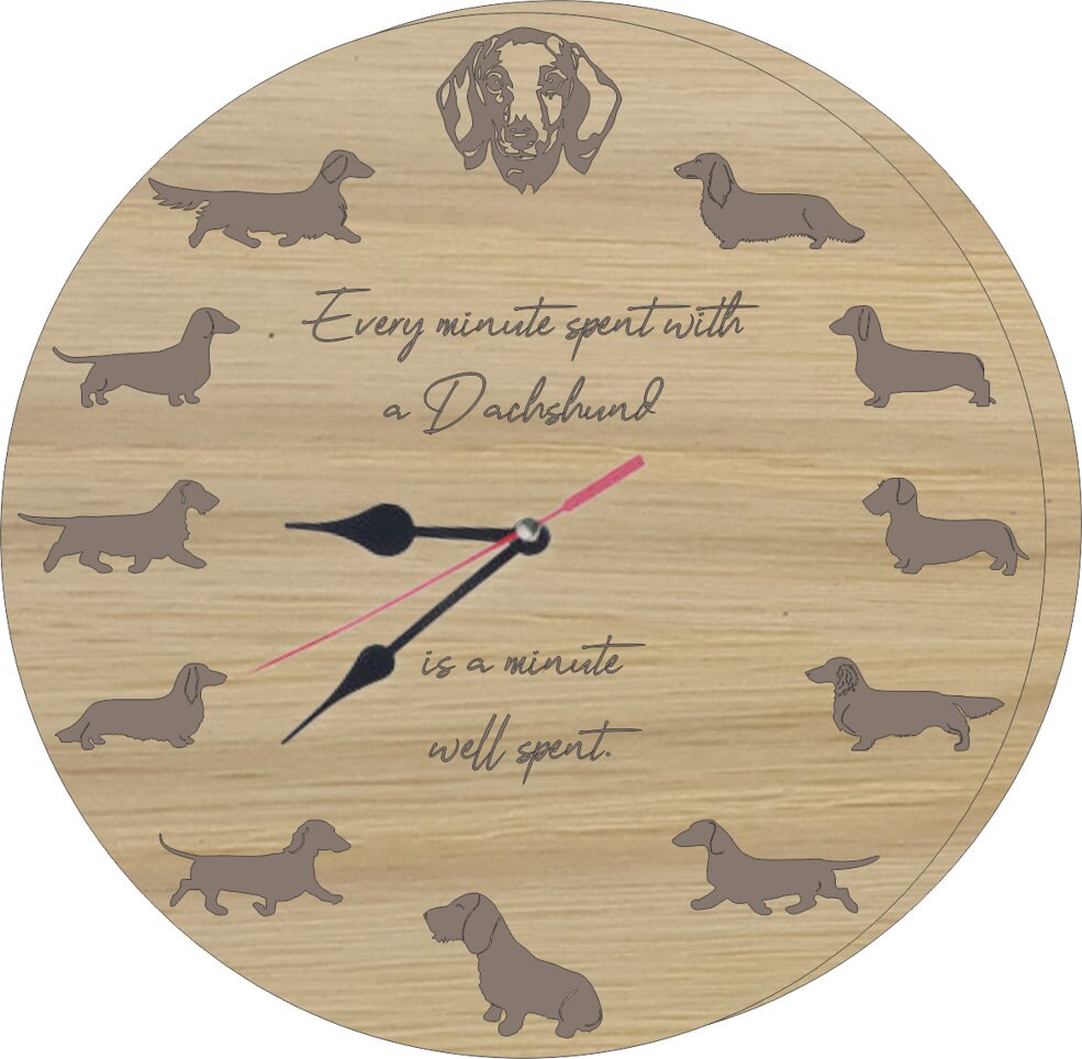 Dachshund Clock Sausage Dog Clock Engraved Wall Clock Dog - Etsy UK