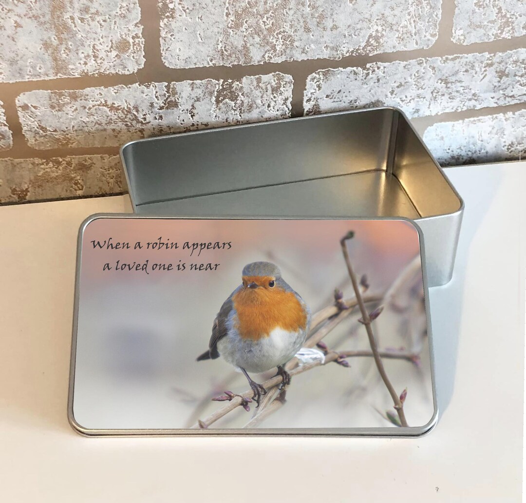 Robin Storage Tin, Memory Storage Tin, Memory Box, Keepsakes Tin ...