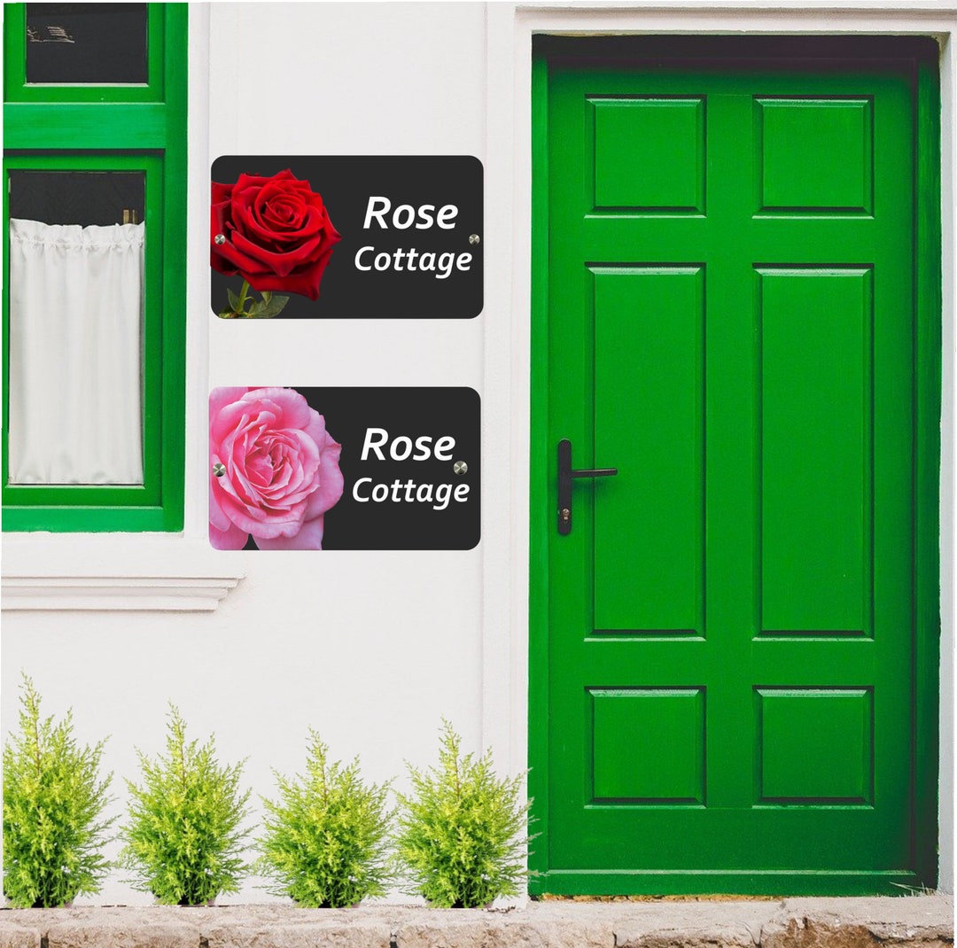Rose House Sign, 2 Choices, Personalised Floral House Sign, Rose New ...