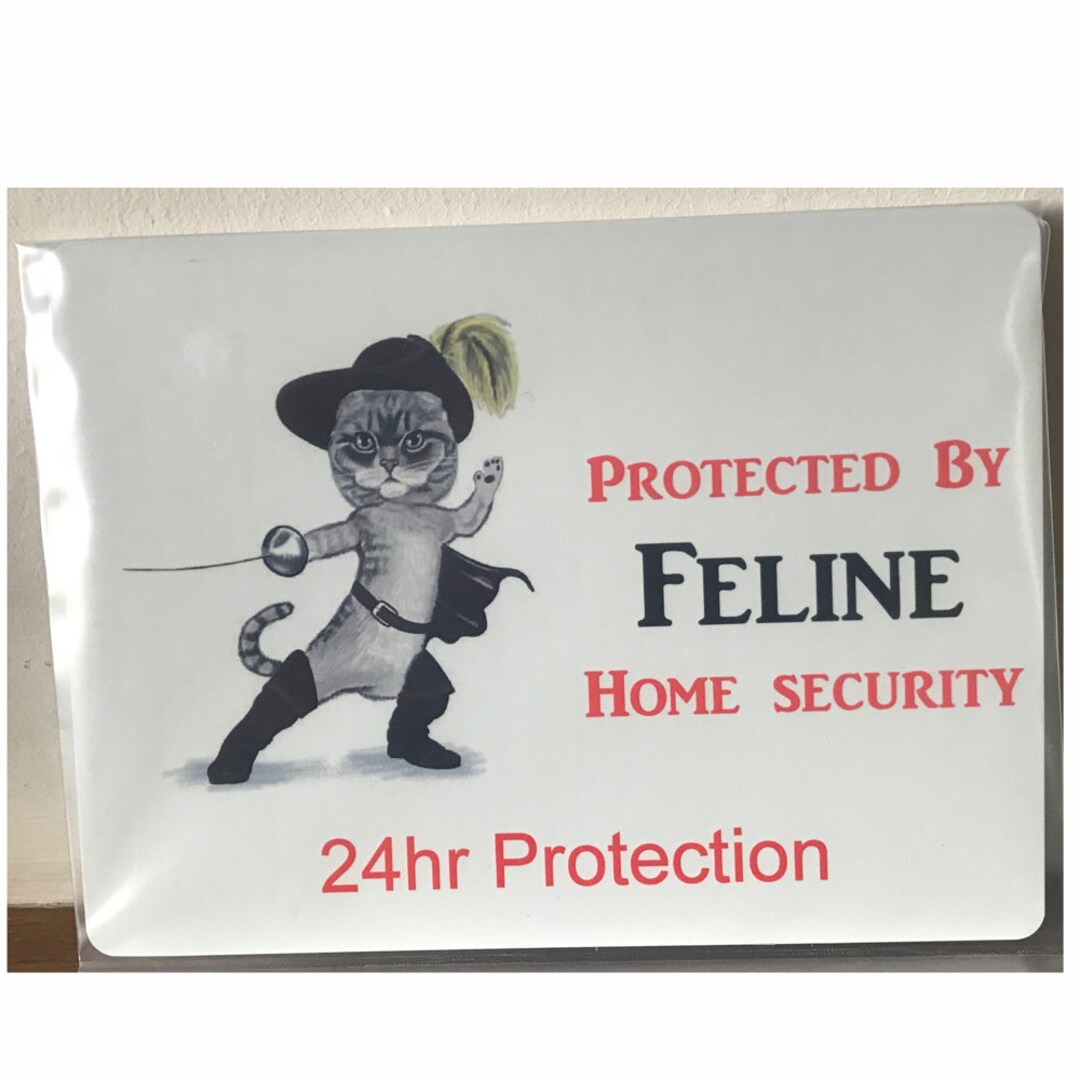 Cat Novelty Security Sign - Etsy