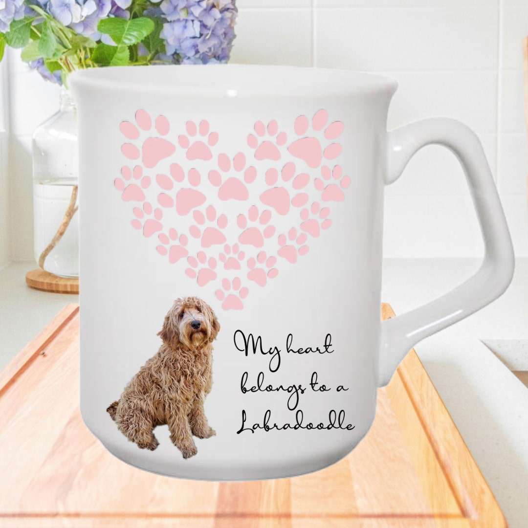Labradoodle Mug, Pawprint Heart Mug, Mug Gift for Labradoodle Owner ...