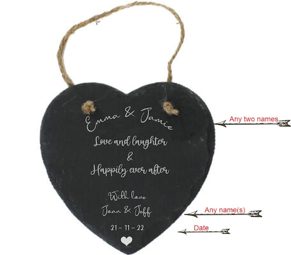 Personalised wedding heart Slate heart Engagement gift | Etsy