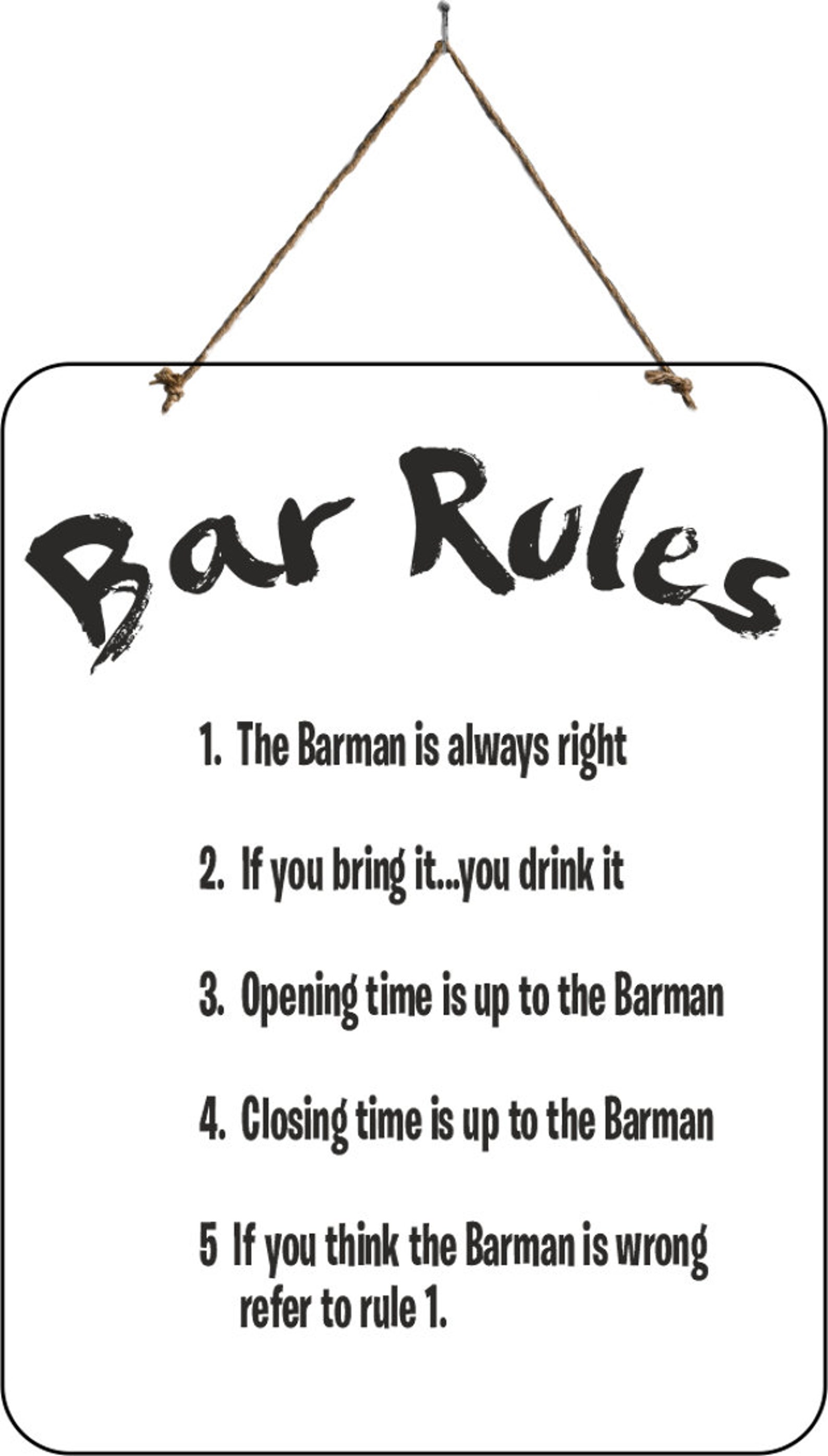 Bar Sign Bar Rules Lifestyle Sign Fun Home Bar Sign Retro Sign - Etsy