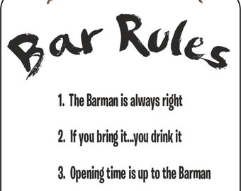 Bar Rules Sign - Etsy