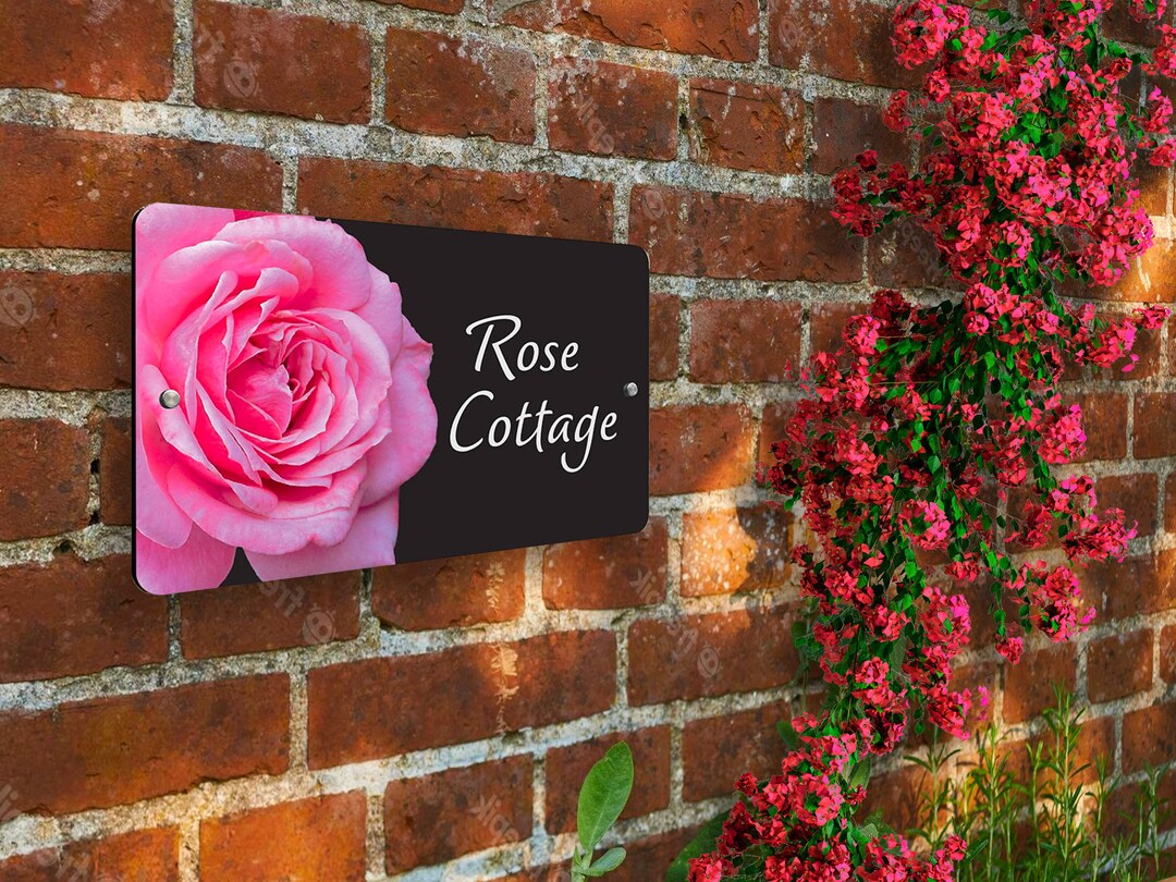 House Sign With Rose Modern Full Colour Acrylic Plaque Floral - Etsy