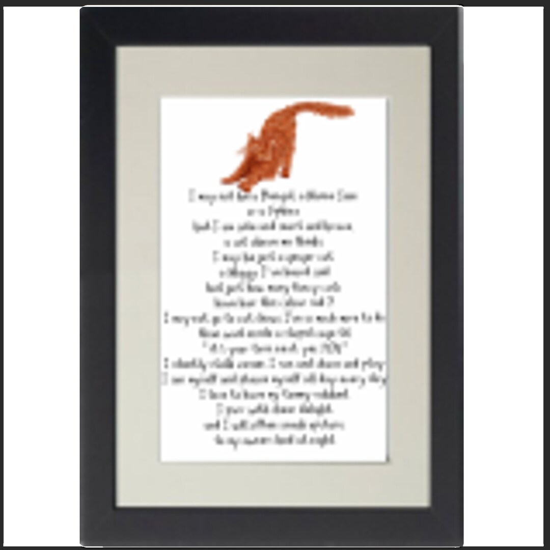 Ginger Cat Framed Print Doggerel Cat Picture and Poem - Etsy