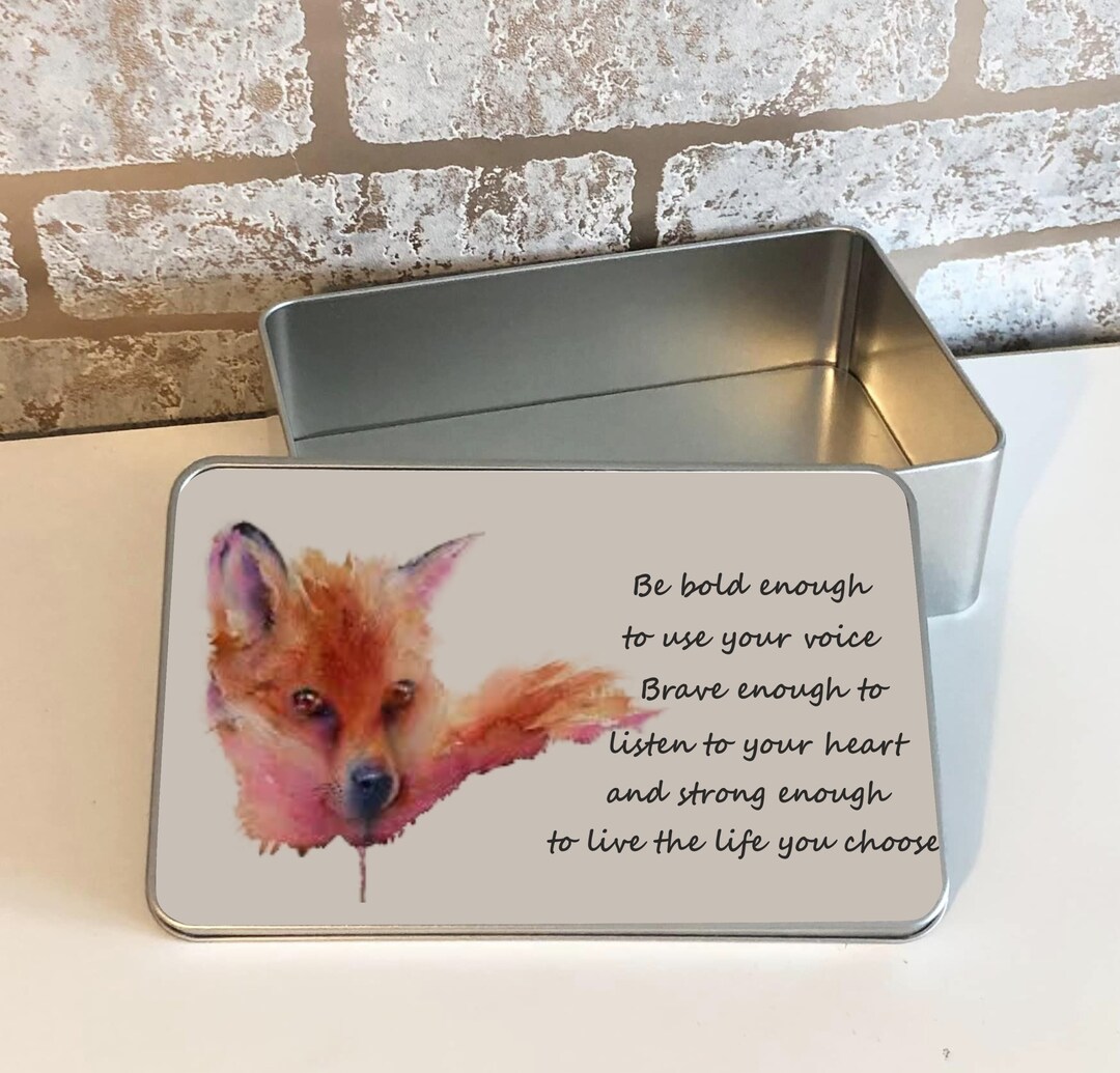 Fox Tin Inspirational Words Tin Storage Fox Tin Anniversary Tin - Etsy