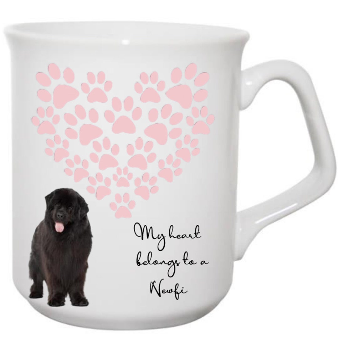 Newfoundland Mug, Pawprint Heart Mug, Mug Gift for Newfoundland Owner ...