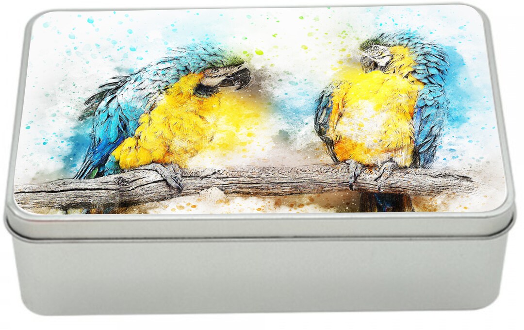 Parrot Tin Storage Tin Macaw Tin Bird Lovers Gift - Etsy
