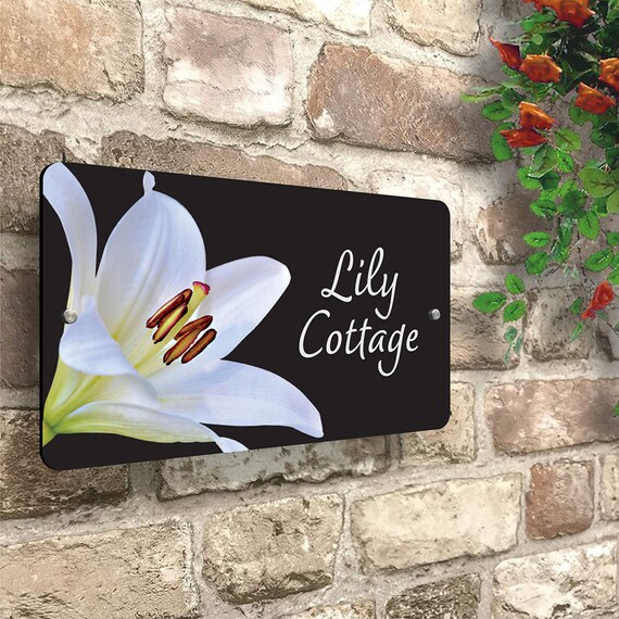 House sign with Lily Modern full colour Acrylic plaque floral | Etsy
