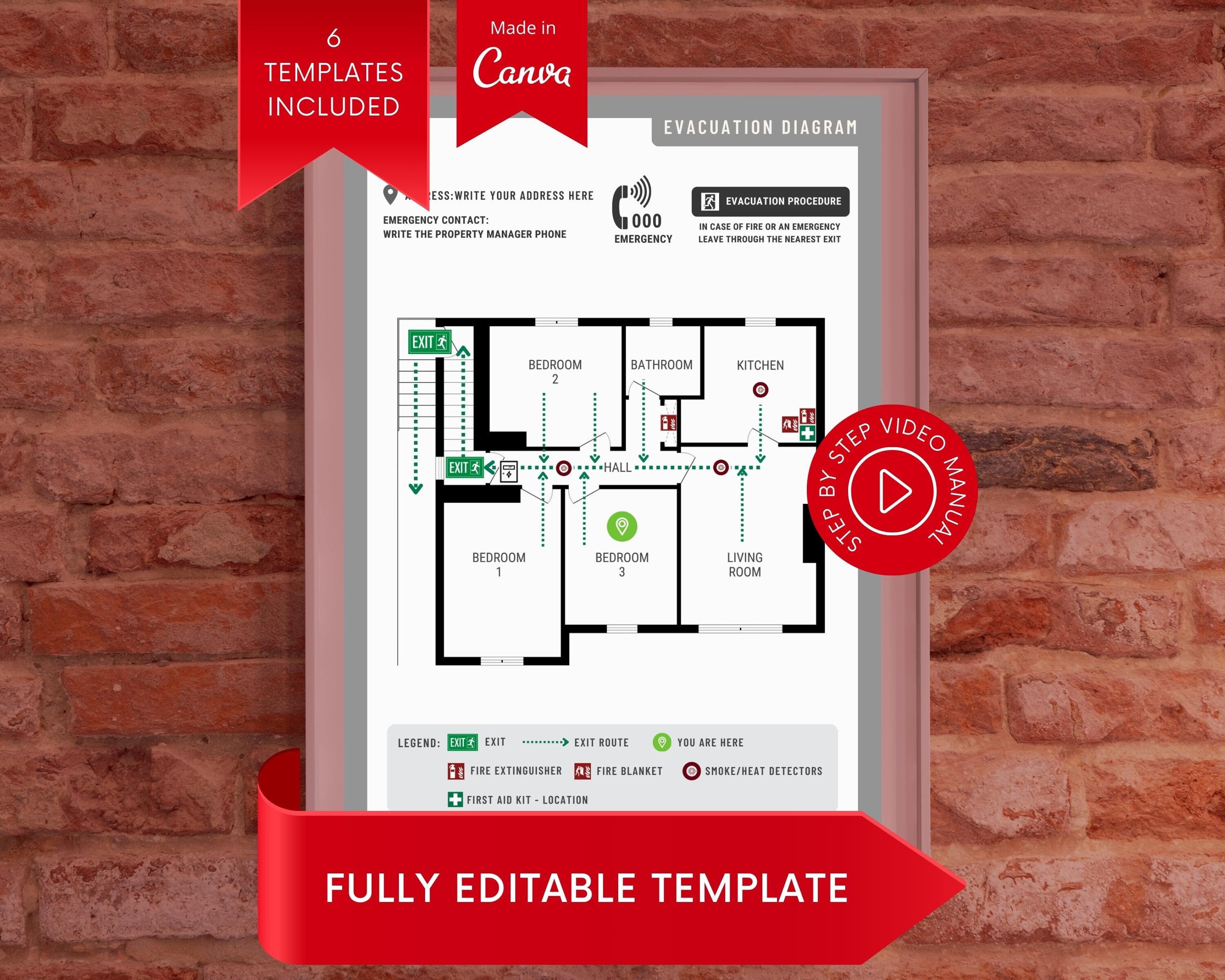 Evacuation Diagram Template for Airbnb Hosts | Customizable Emergency ...