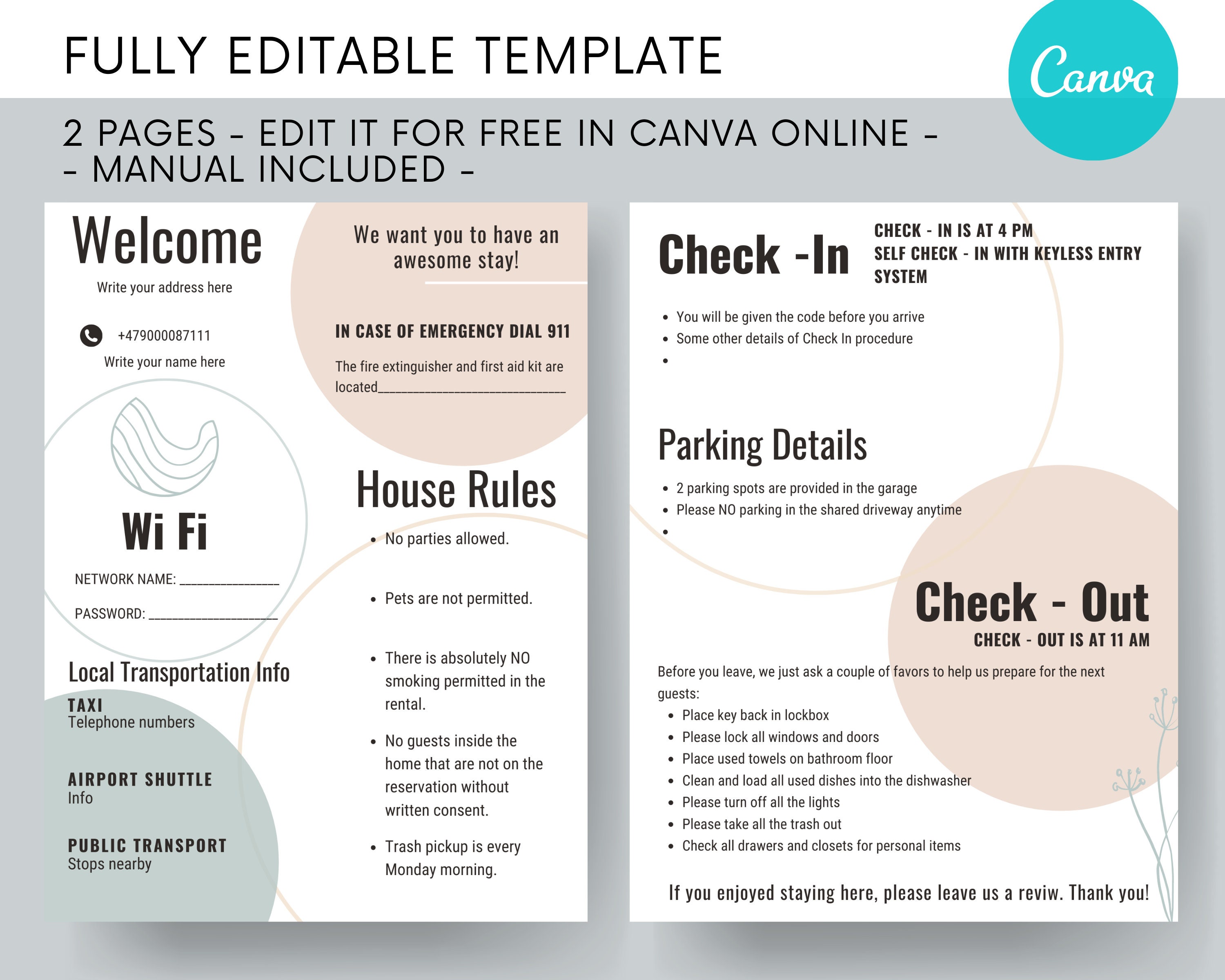 Airbnb Checkout Instructions Template