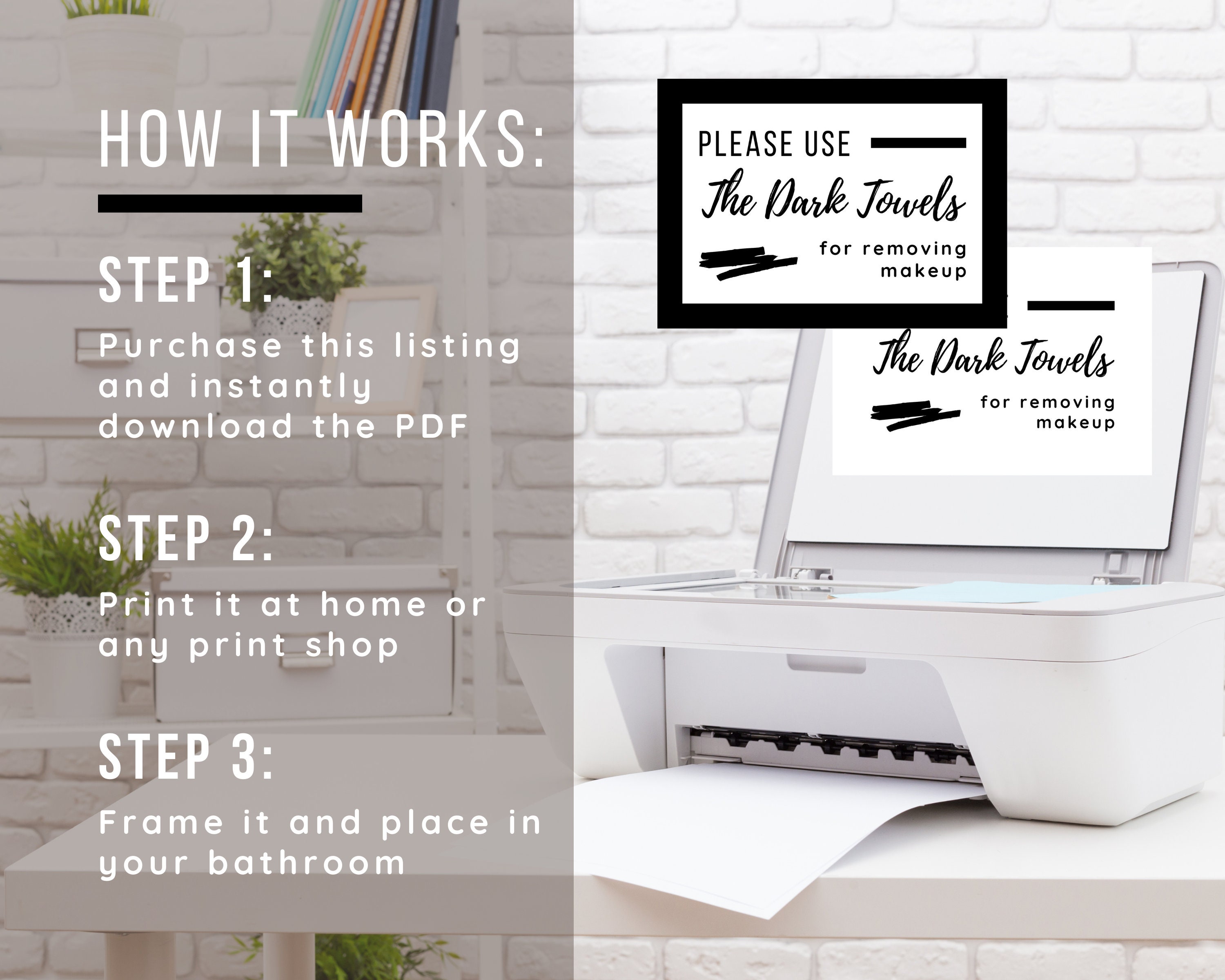 Use Dark Towels Sign | Airbnb Makeup Removal Printable Sign - Etsy