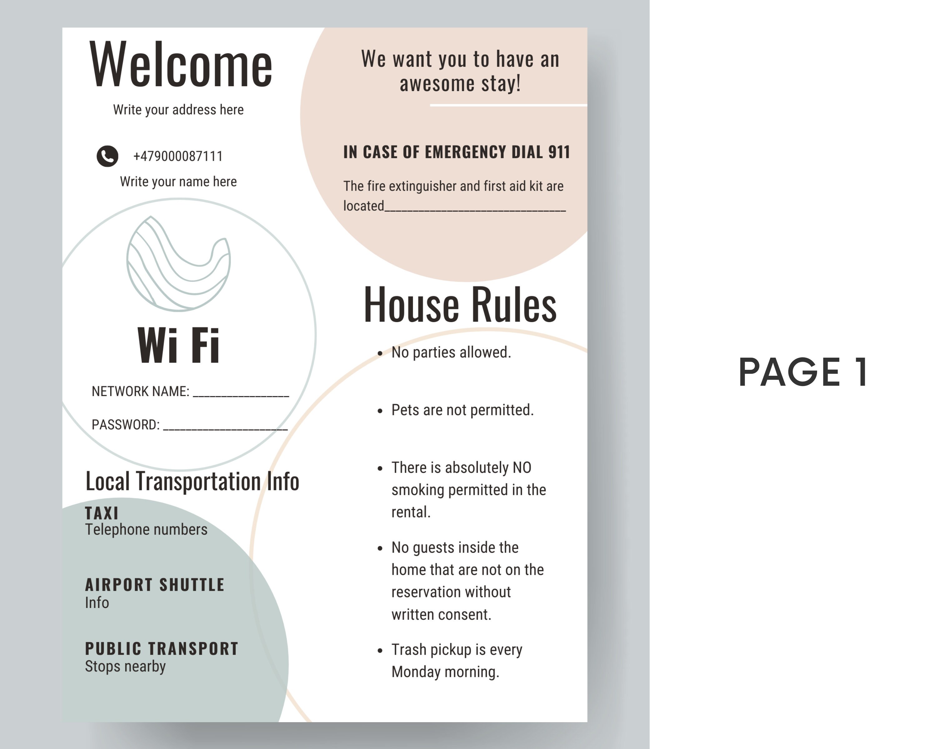 Airbnb Welcome Guide Template: Minimalist House Rules (canva Editable ...