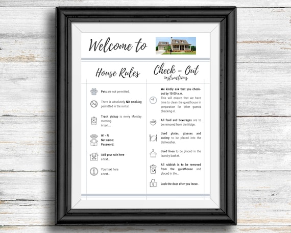 Airbnb 1 Page Welcome Sign Check-out Instructions House - Etsy