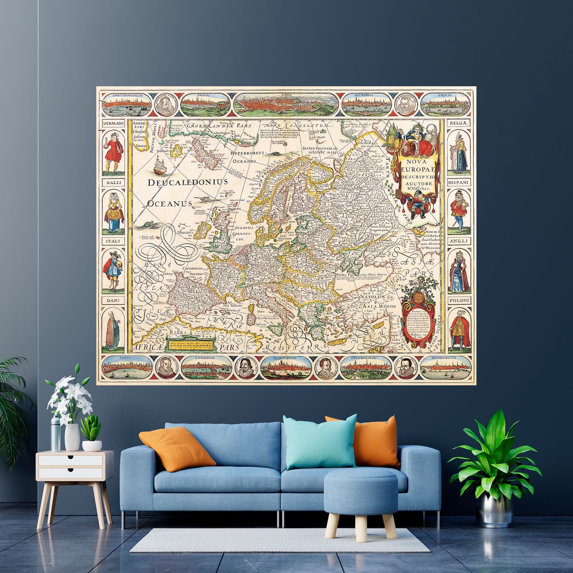 Old Map of Europe Historical Large Wall Art Antique Ancient | Etsy
