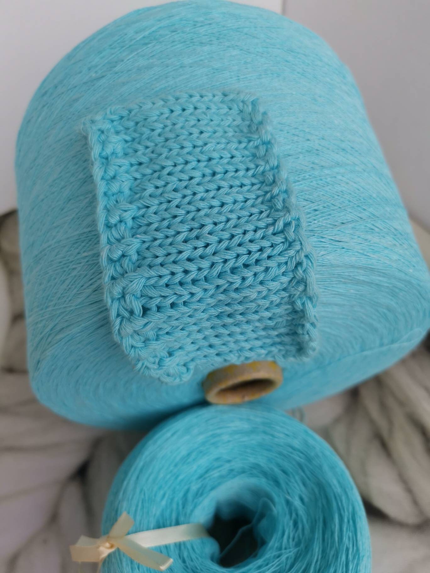 Sky Blue Cotton Yarn for Knitting Crocheting Machine Knitting - Etsy