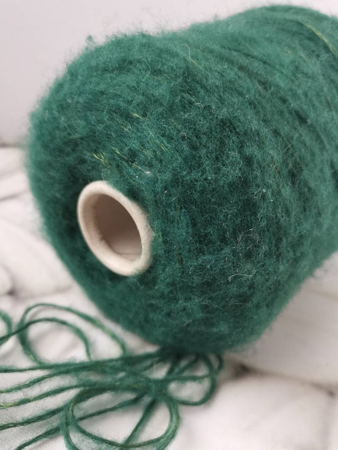 Green Glitter Fluffy Yarn on Cone, Yarn for Handknitting Crocheting ...