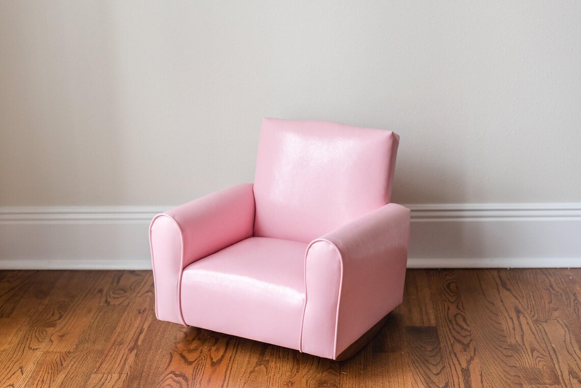 Child's Upholstered Rocking Chair / Chair - Pink Vinyl - Etsy