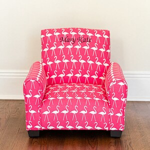 Personalized Child's Upholstered Rocking Chair / Chair - Pink Flamingos ...