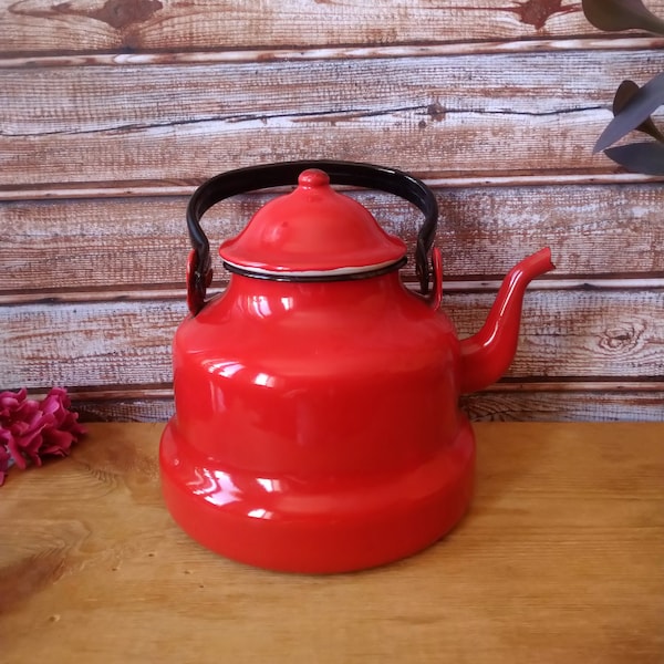 Red Teapot - Etsy