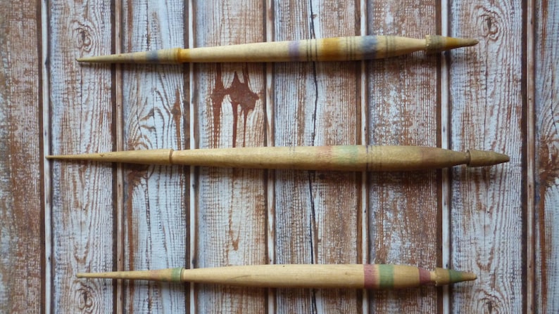Antique Wooden Hand Spindles, Vintage Textile Tools, Set of Three - Etsy