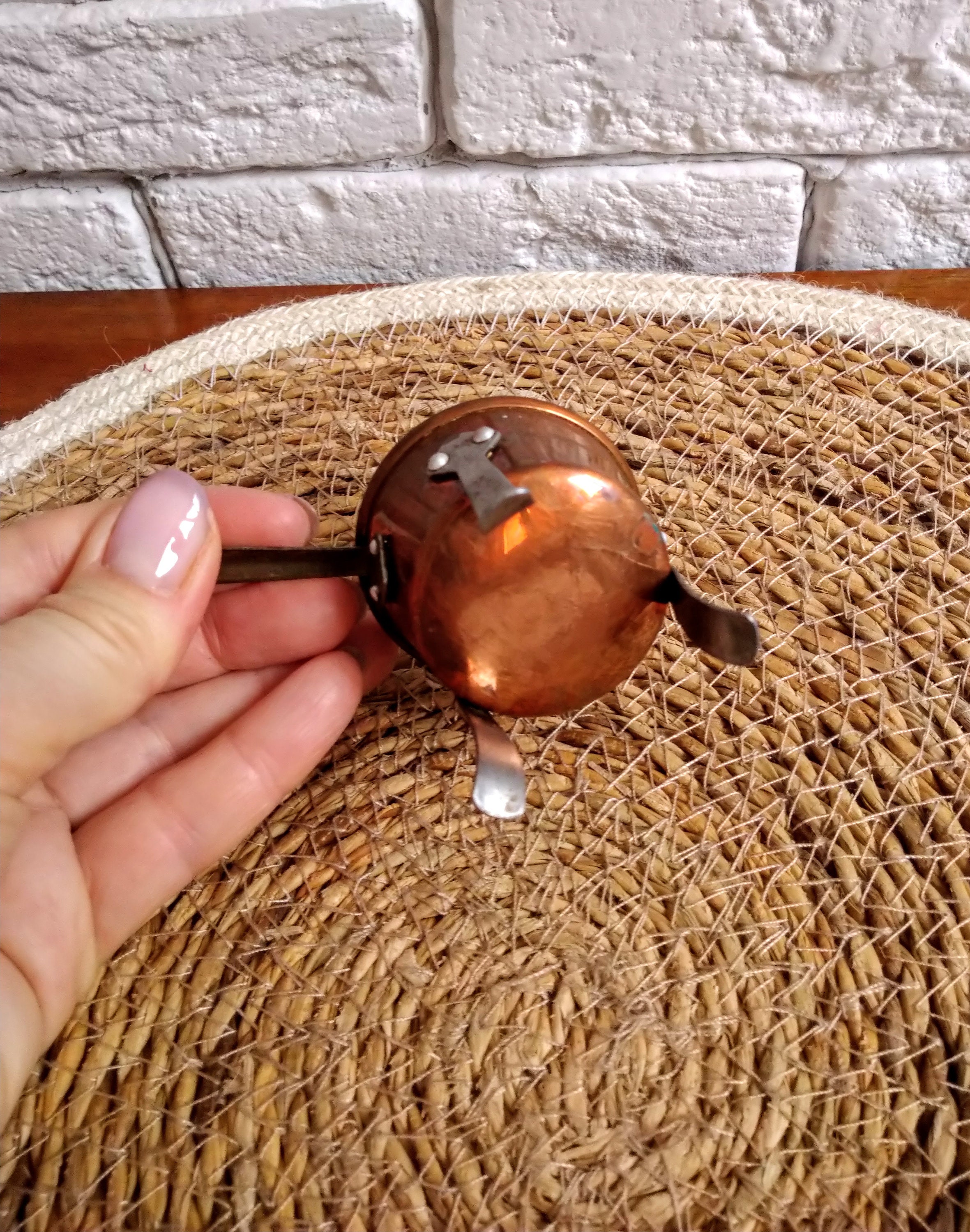 Vintage Copper Footed Miniature Pot With Handle, Kitchen Miniature ...