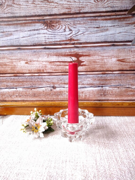 Vintage small crystal taper candle holder Cut glass taper | Etsy